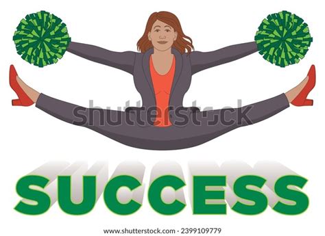 Business Woman Cheerleader Jumping High Air Stock Vector Royalty Free
