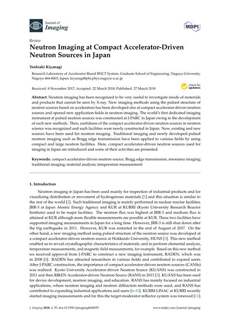 Pdf Neutron Imaging At Compact Accelerator Driven Neutron Sources In