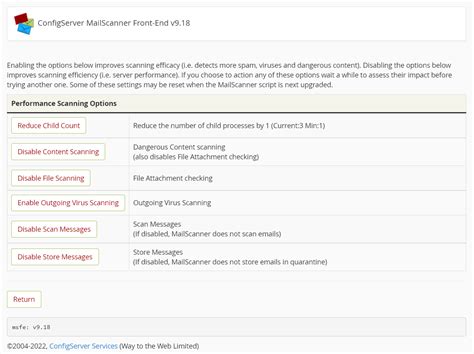 MailScanner Front End Msfe ConfigServer Services