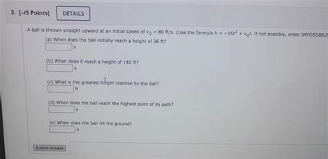 Solved A Ball Is Thrown Straight Upward At An Initial Speed Chegg