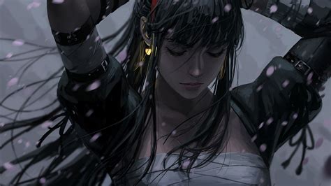 Black Hair Anime Girl With White Dress Hd Anime Girl Wallpapers Hd