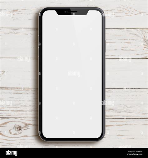 New Smartphone Similar To Iphone X Top View On White Wood Desk Stock Photo Alamy