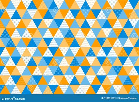 Abstract Modern Geometric Pattern With Blue And Orange Triangle For Background Stock Vector