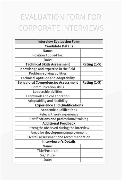 Free Job Evaluation Form Templates For Google Sheets And Microsoft Excel Slidesdocs