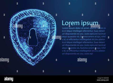 Cyber Security Concept Shield With Keyhole Icon Abstract Wire Low