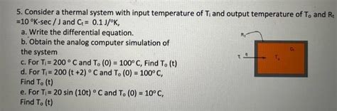 Solved 5 Consider A Thermal System With Input Temperature