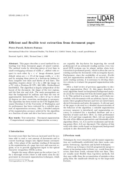 Pdf Efficient And Flexible Text Extraction From Document Pages