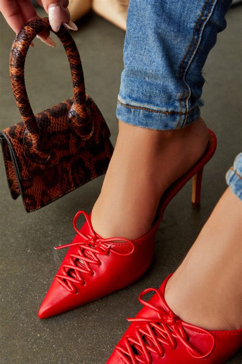 Miss Lola Lina Red Pump Heel Mules Miss Lola