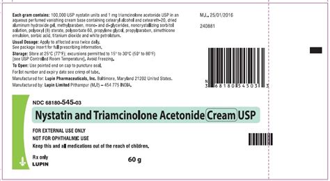 Nystatin And Triamcinolone Package Insert Prescribing Info