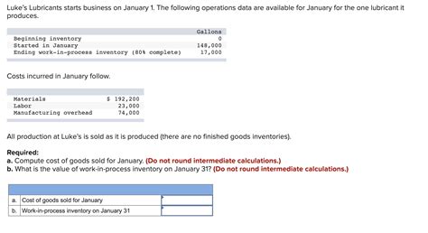Solved Lukes Lubricants Starts Business On January 1 The