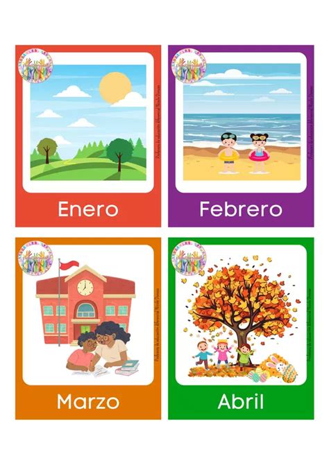 Tarjetas meses del año profe social