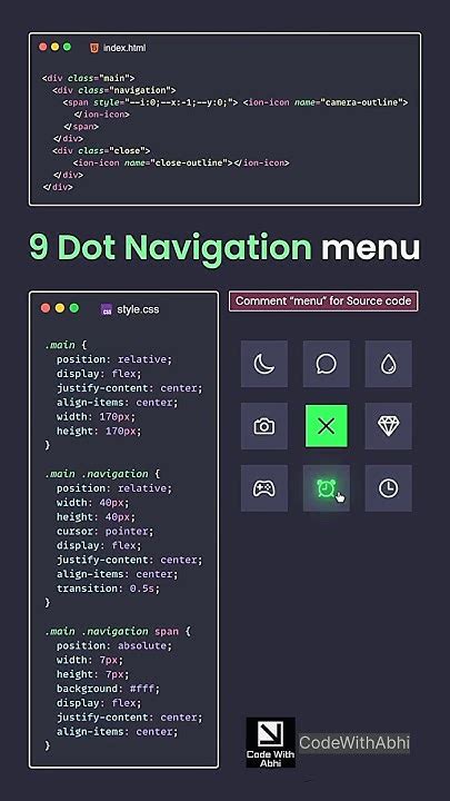 Create 9 Dot Navigation Menu Trending Coding Webdevelopment Shorts Navigation Shortsfeed