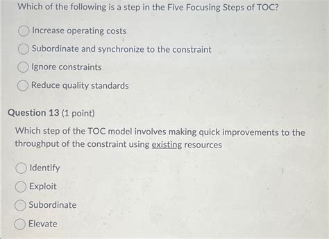 Solved Which Of The Following Is A Step In The Five Focusing