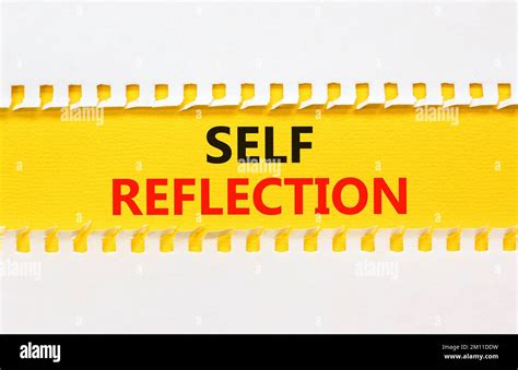 Self Reflection Symbol Concept Word Self Reflection Typed On Yellow And White Paper Beautiful