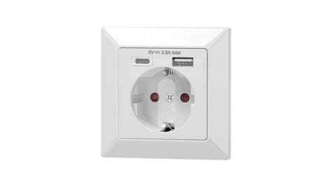 Gniazdo Pojedyncze 2pz Schuko Usb A Usb C Wyjście 5vdc Max 28a