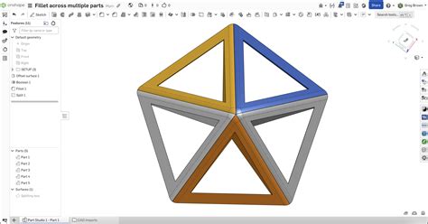 fillet across multiple parts — onshape