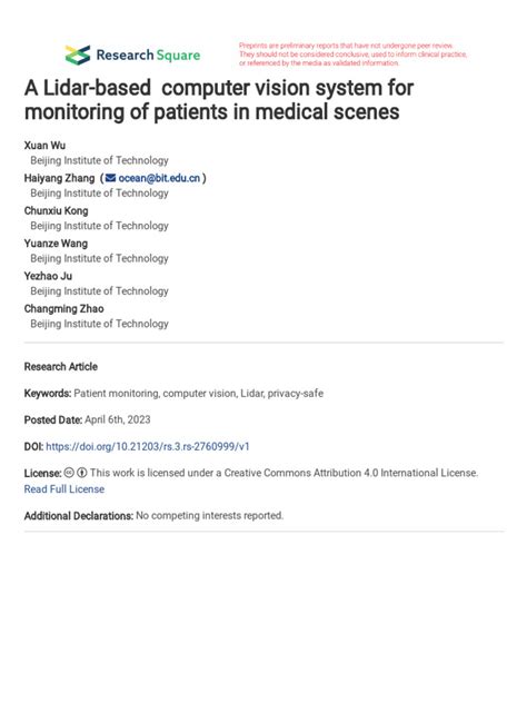 A Lidar Based Computer Vision System For Monitoring Pdf Lidar
