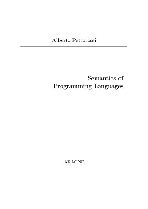 Pdf Semantics Of Programming Languages