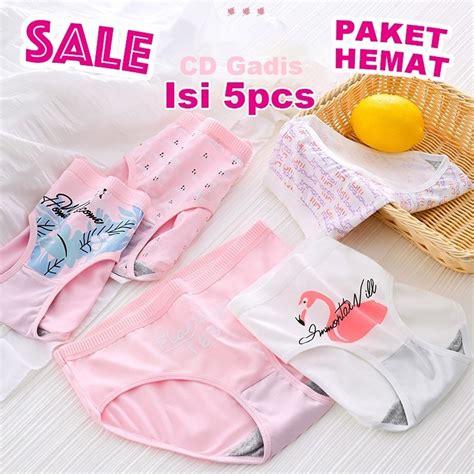 Jual 5pcs Celana Dalam Gadis Cd Wanita Remaja Bahan Premium Cd Set