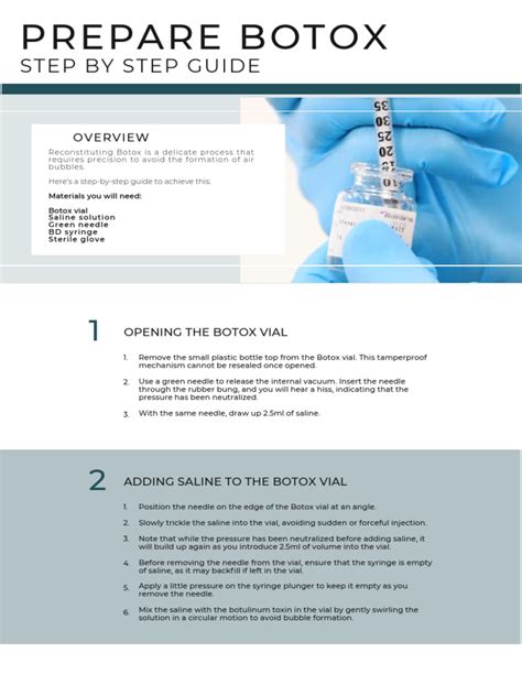 Prepare Botox Step By Step Guide Pdf Botulinum Toxin Syringe