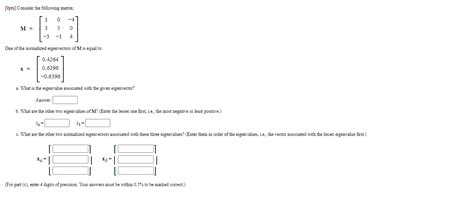 Solved 9pts Consider The Following Matrix 0 1 3 M 5 0