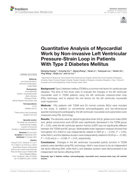 Pdf Quantitative Analysis Of Myocardial Work By Non Invasive Left Ventricular Pressure Strain
