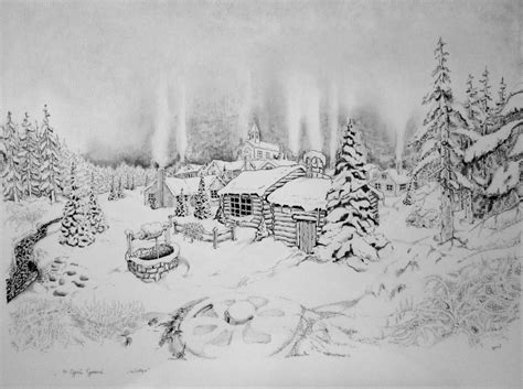 Winter Pencil Drawings Capturing The Magic Of The Snowy Season