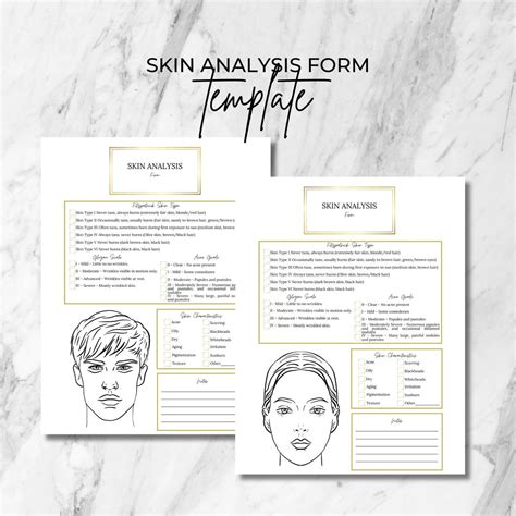 Skin Analysis Template Forms I Male Female Face Charts I Diy Editable