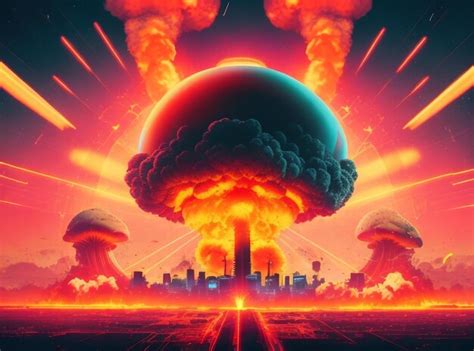 Premium Photo Atomic Inferno Vector Nuclear Explosion With Rising