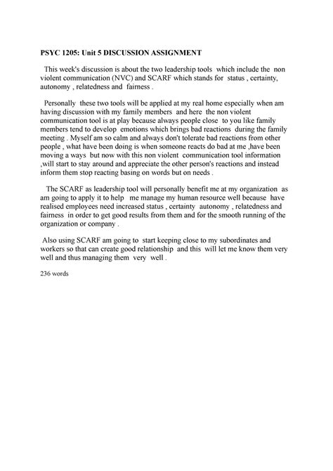 PSYC 1205 UNIT 5 DF Assignment Number 18 PSYC 1205 Unit 5 DISCUSSION