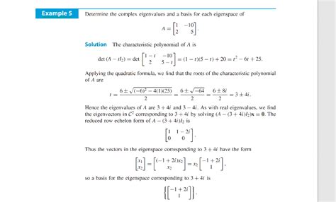 Solved Example Determine The Complex Eigenvalues And A Chegg