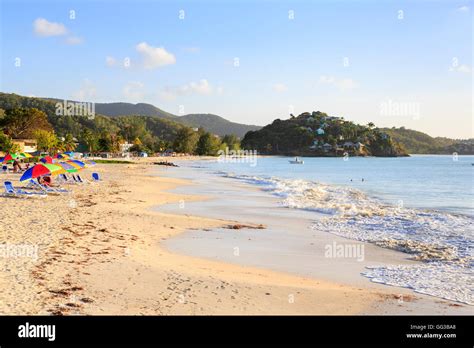 Antiguan Landscape And Sightseeing Golden Sand Blue Sky And Colourful