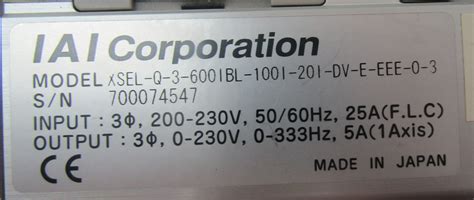 Iai Corporation Xsel Q 3 600ibl 100i 20i Dv E Eee 0 3 Servo Controller 3 Axis
