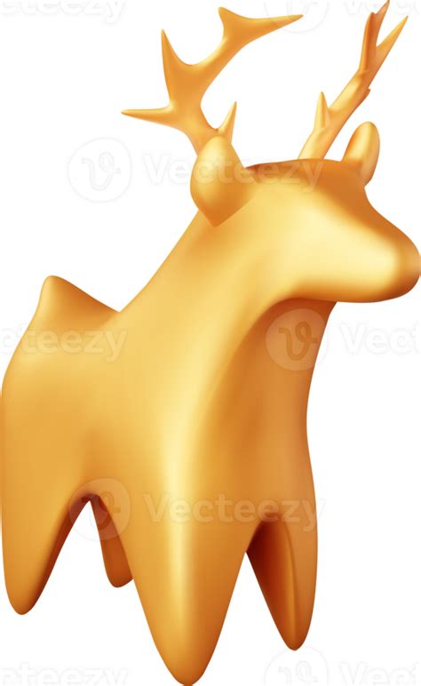 3d Christmas Gold Deer Statue 35709776 Png