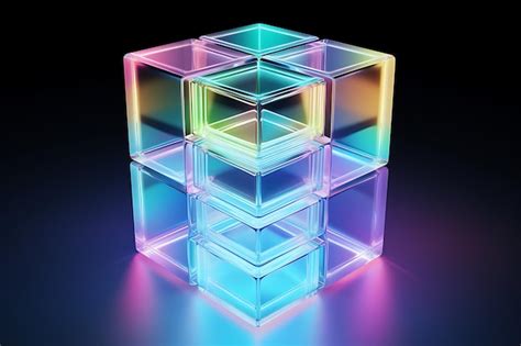 Premium Photo 3d Rendering Of Holographic Cube