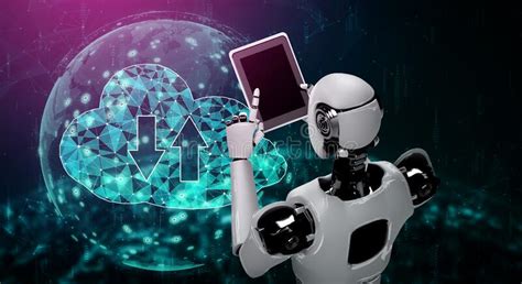 Ai Robot Using Cloud Computing Technology To Store Data On Online