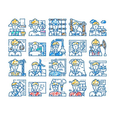 Engineer Worker Man Construction Icon Hand Drawn Stock Illustration