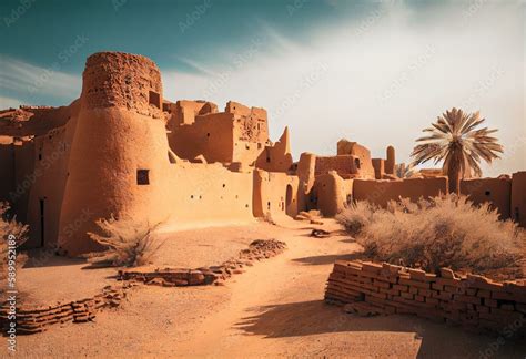 Heritage Site In Riyadh Saudi Arabia Known As Ad Diriyah Generative Ai Stock Illustration