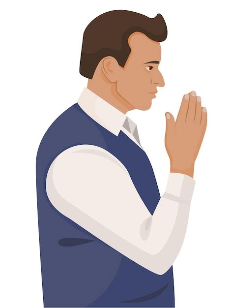 Hombre Indio Mostrando Namaste O Gesto De Bienvenida Vector Premium