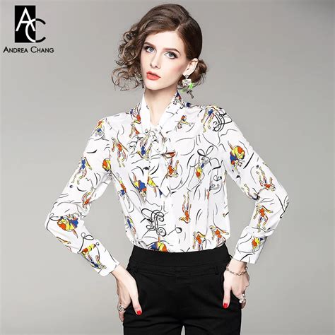 Autumn Spring Woman Shirt Blouse Collar Bow Yellow Blue Red Cartoon