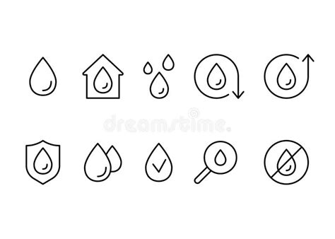 Water Drop Line Icon Set Research Safe Clean Water Editable Stroke Stock Illustration