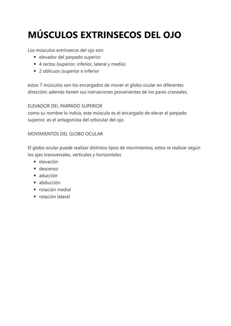 SOLUTION M Sculos Extrinsecos Del Ojo Studypool