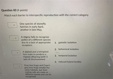 solved question 40 4 points match each barrier to