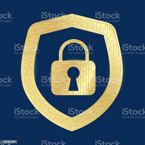 安全城堡的金色標誌盾牌向量圖用於 Web 專案或行動應用程式的影像隔離在藍色背景上向量圖形及更多互聯網圖片 互聯網 保安員 保護