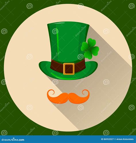 Cappello Di Patrick Cappello Verde Con Quadrifoglio Ed I Baffi Rossi