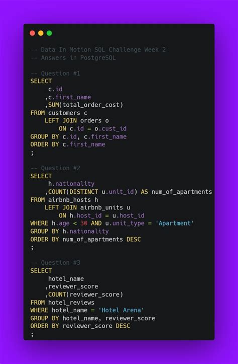 damon w on linkedin sql challenge week 2 from data in motion llc