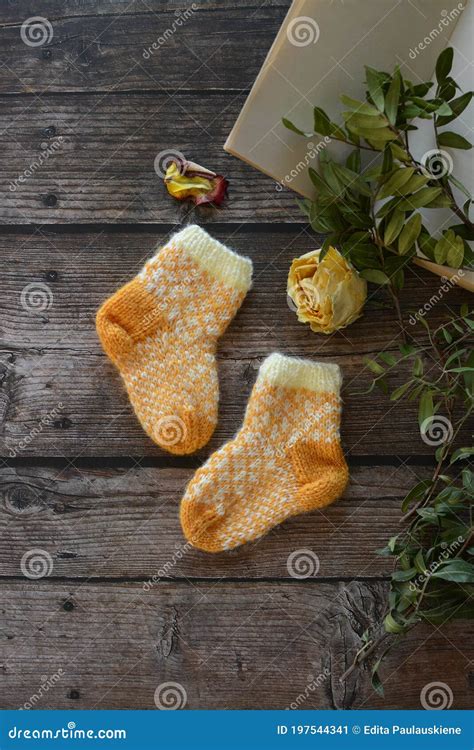 Calcetines De Bebé Hechos a Mano Escena Vintage Flores Secas Imagen