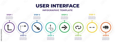 User Interface Infographic Design Template With Turn Up Arrow Rotated Right Arrow With Broken
