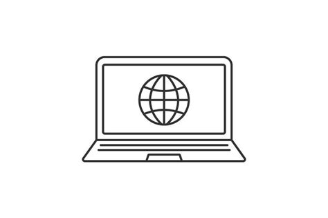 Laptop Network Connection Linear Icon