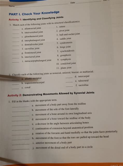 Solved Date Name PART I Check Your Knowledge Activity 1 Chegg